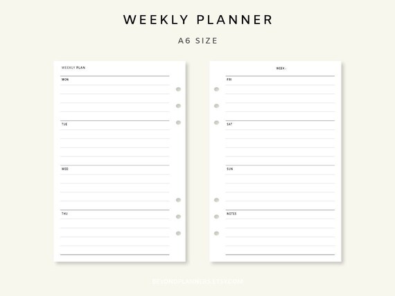 Weekly Planner Printable Week on Two Pages Weekly Planner | Etsy