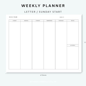 Weekly Planner Printable - Weekly Page | Vertical Weekly Planner Insert ...
