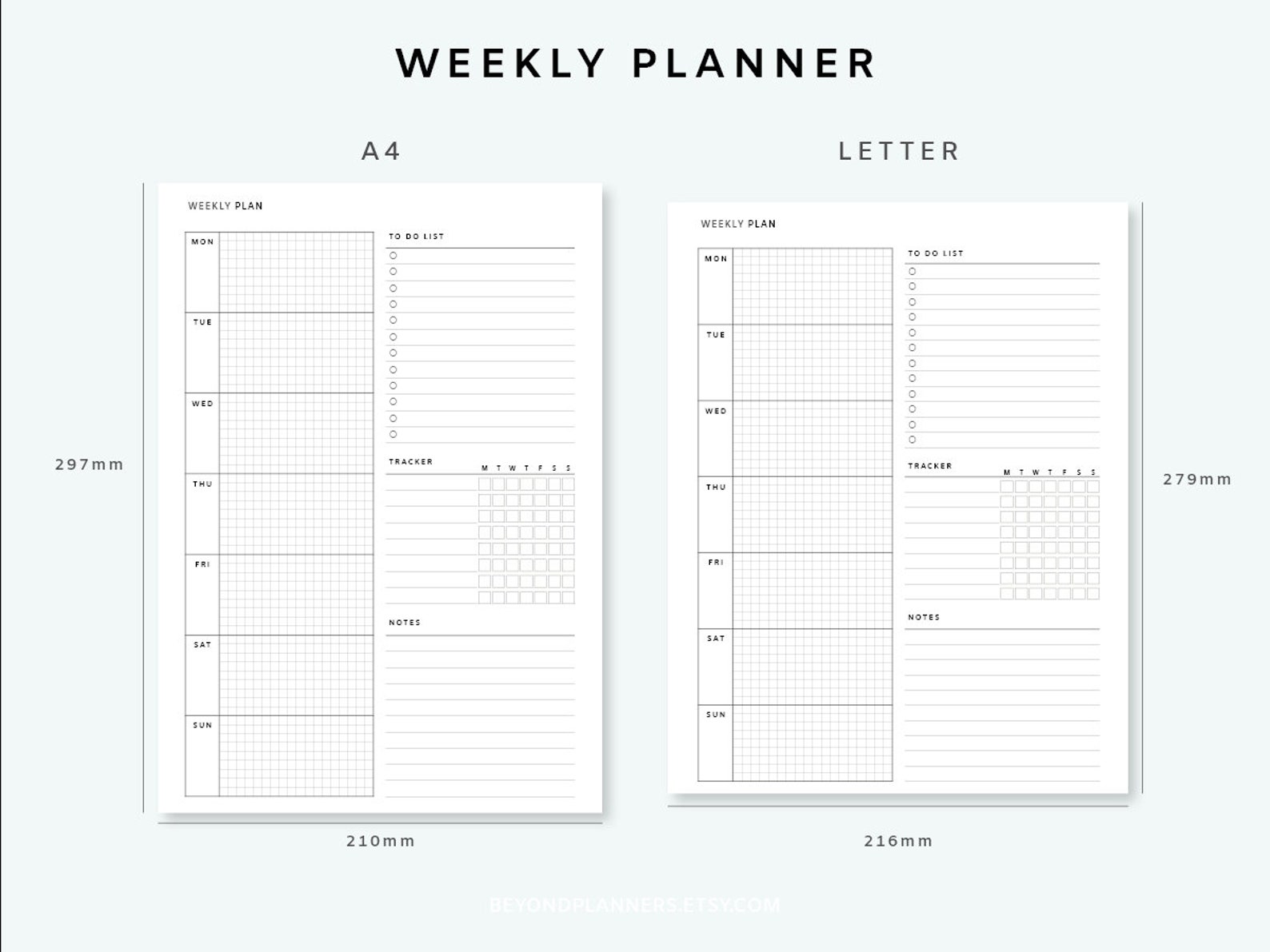 Weekly Planner Printable Week on one page Weekly Agenda | Etsy