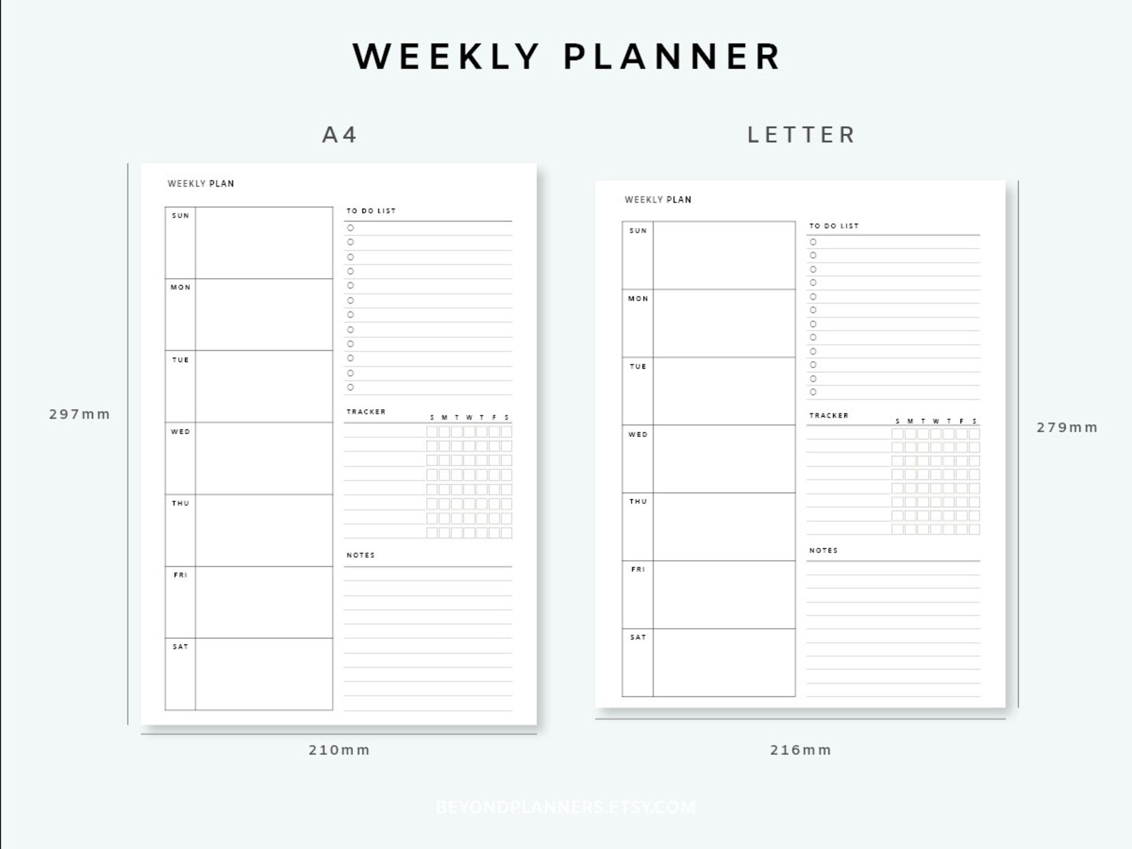 Weekly Planner Printable Week on One Page Weekly Agenda Weekly Tracker ...