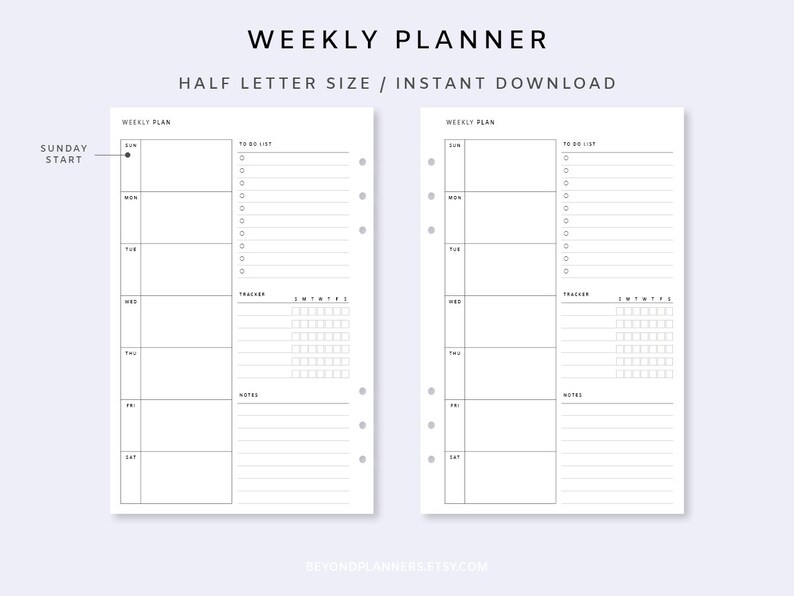 Weekly Planner Printable to Do List Week on One Page PDF - Etsy