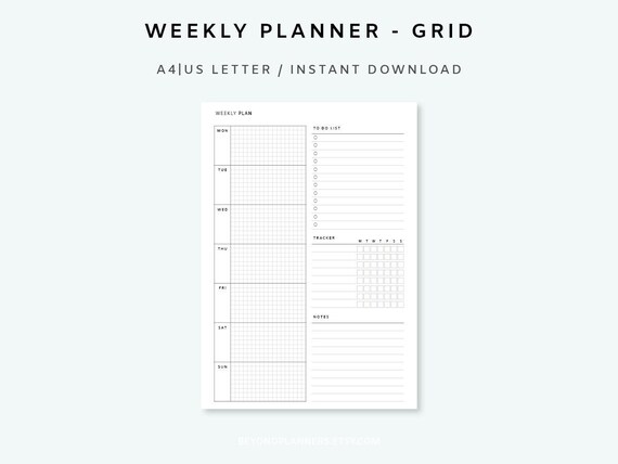 Weekly Planner Printable Week on one page Weekly Agenda | Etsy