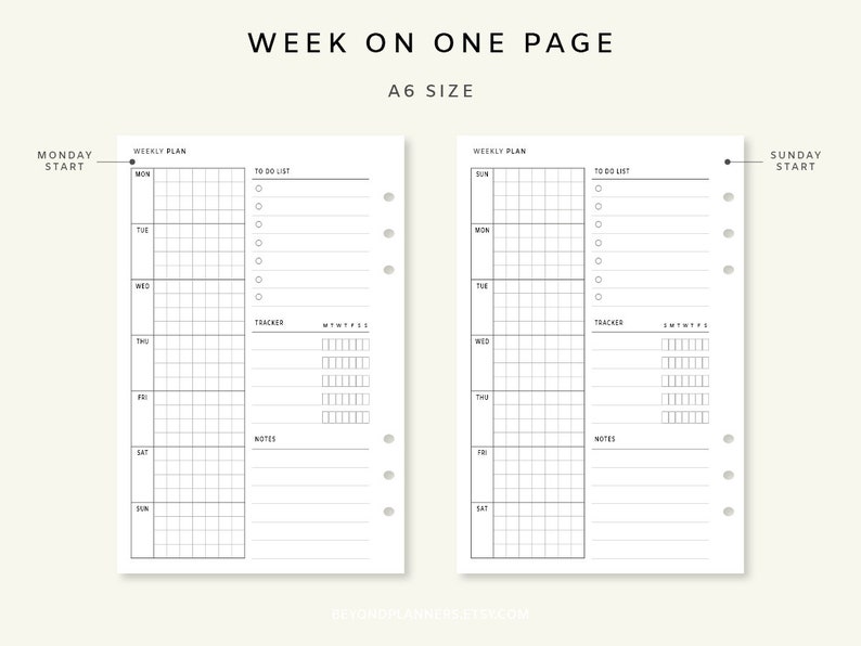 Weekly Planner Printable - Week on One Page PDF | Weekly Agenda ...