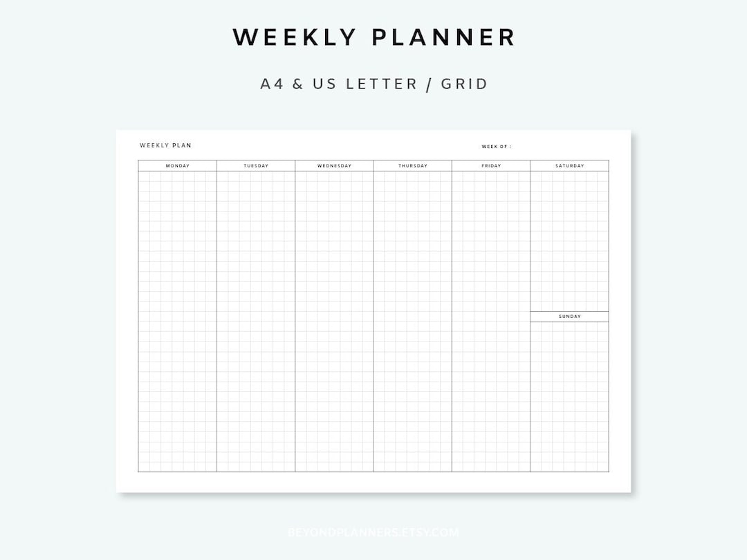 Weekly Planner Printable Horizontal - Weekly Page | Vertical Weekly ...
