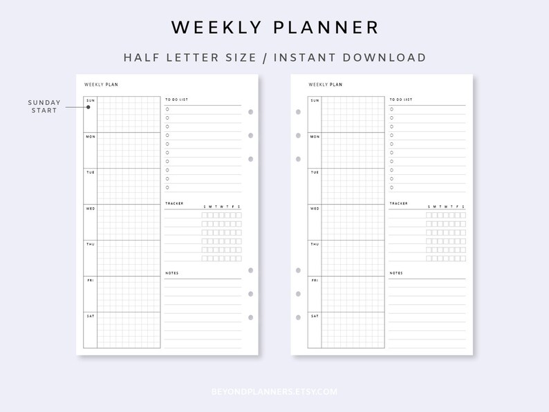 Weekly Planner Printable to Do List - Week on One Page | Weekly Agenda ...