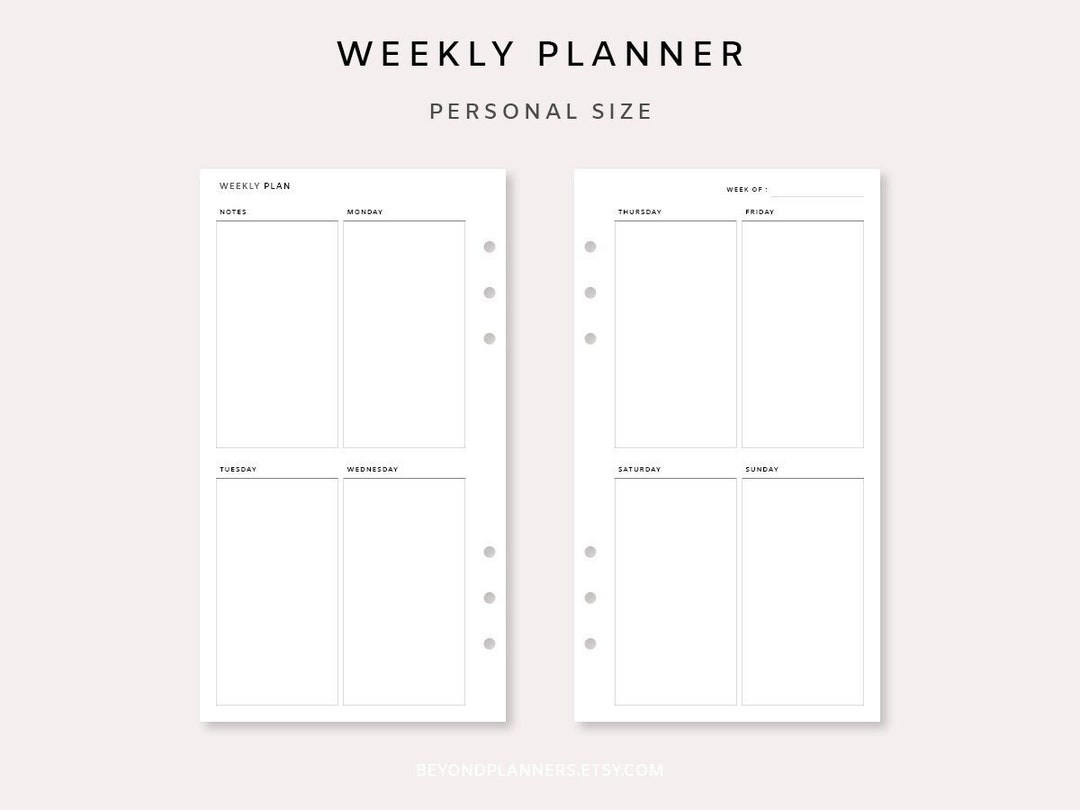 Weekly Planner Printable 2 Page - Week on Two Pages Personal | Weekly ...