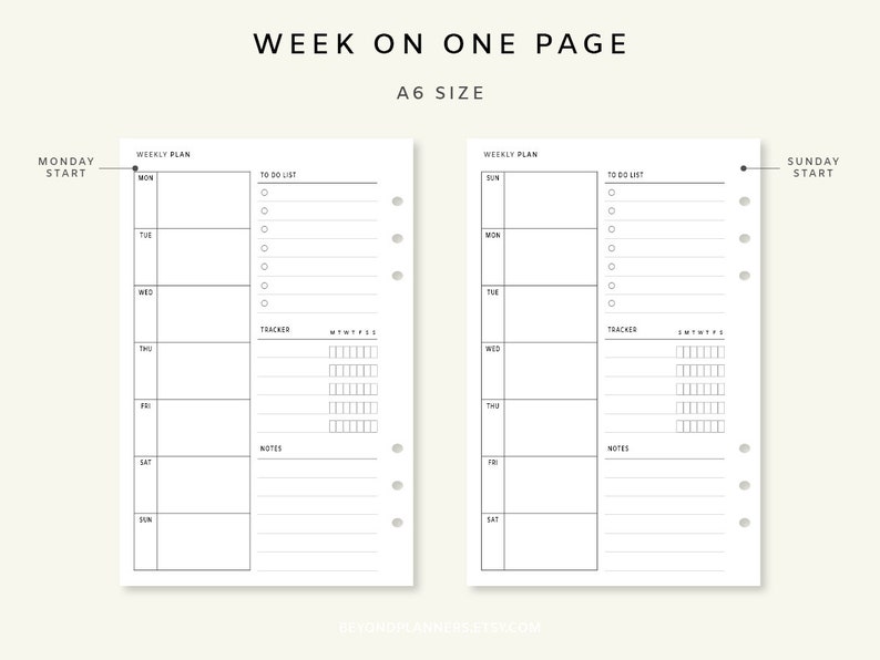 Weekly Planner Printable - Week on One Page | Weekly Agenda | Weekly ...