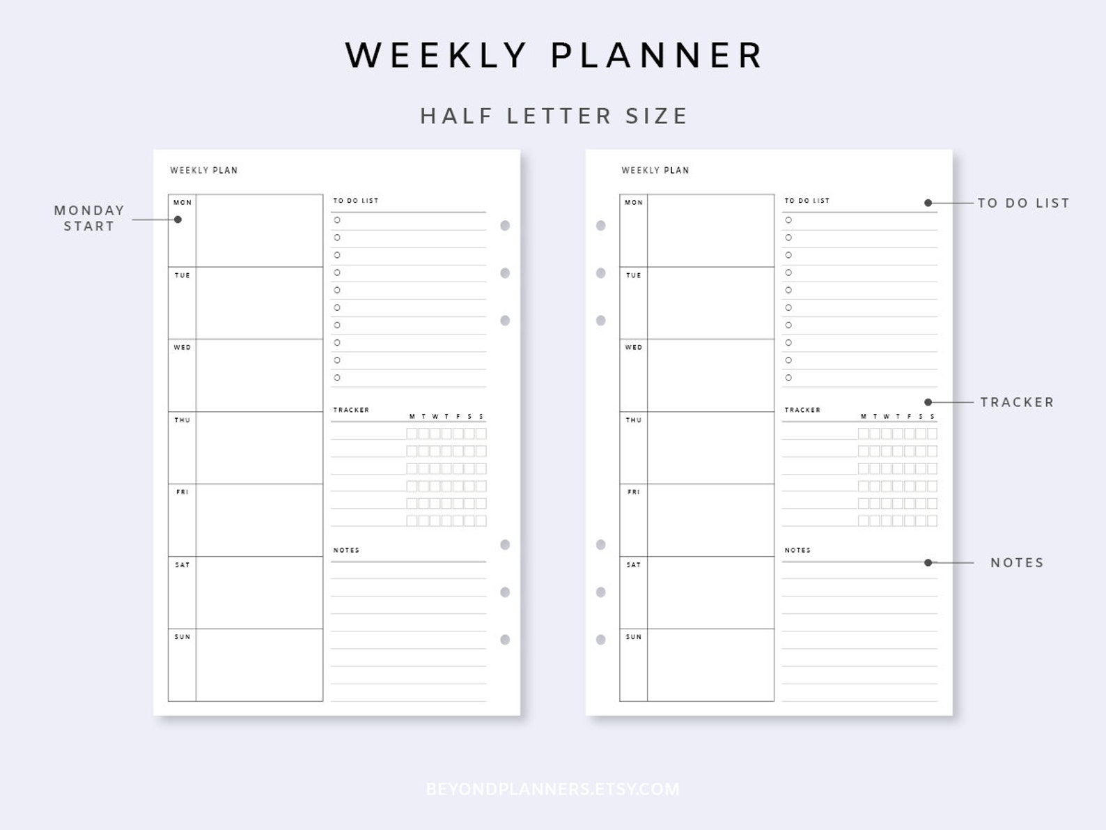 Weekly Planner Printable to Do List - Week on One Page PDF, Weekly ...