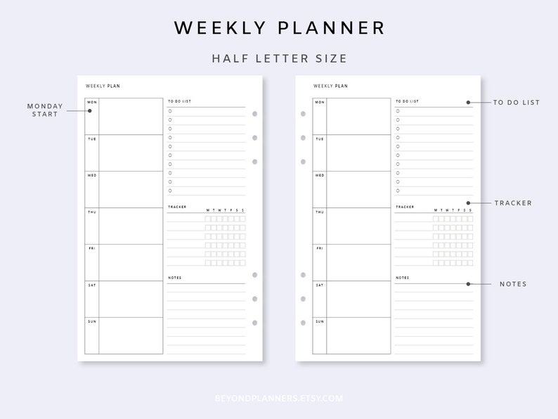 Weekly Planner Printable to Do List Week on One Page PDF - Etsy