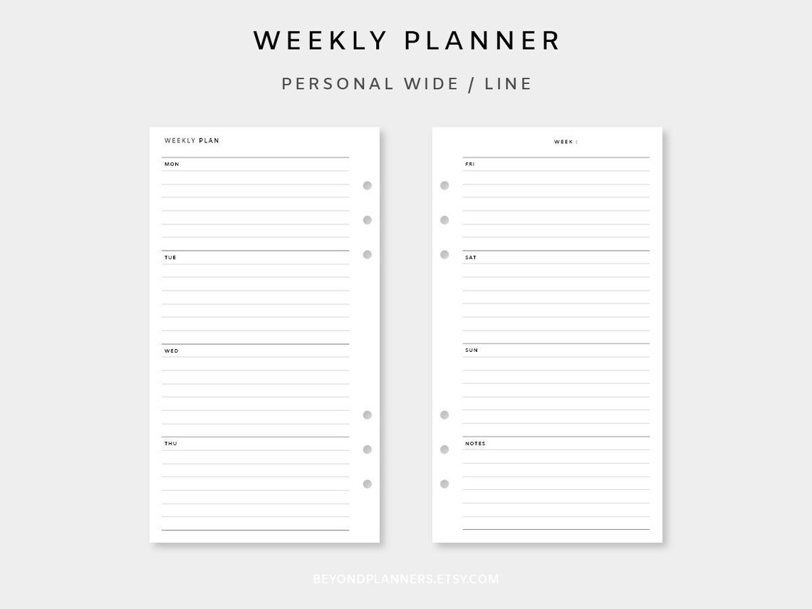 Weekly Planner Printable Week on Two Pages Weekly Planner Insert Weekly ...