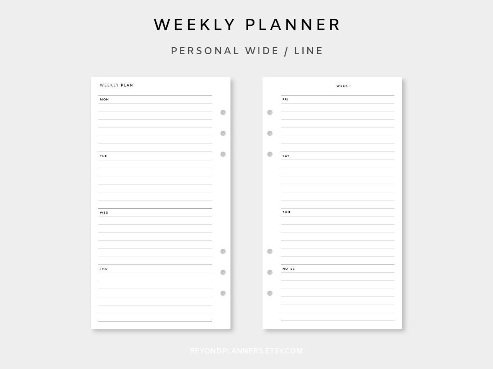 Weekly Planner Printable Week on Two Pages Weekly Planner Insert Weekly ...