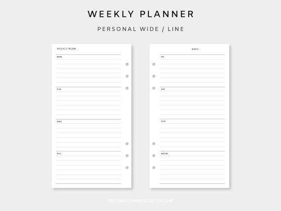 Weekly Planner Printable Week on Two Pages Weekly Planner - Etsy
