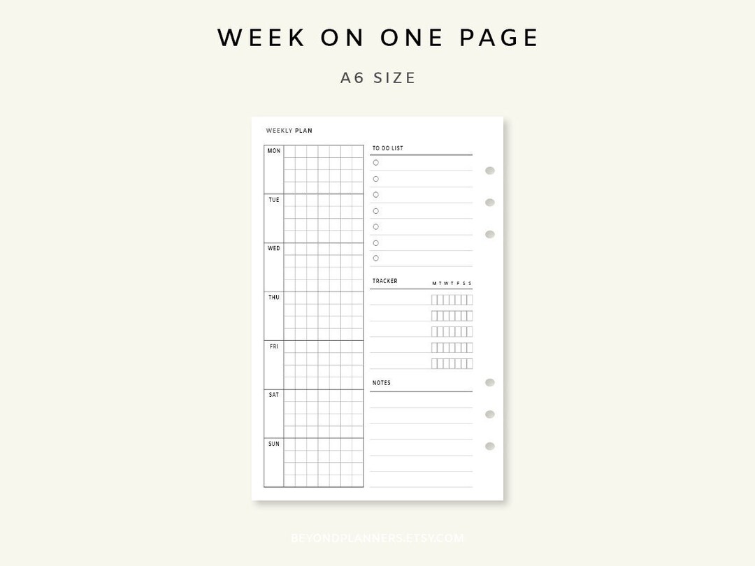 Weekly Planner Printable - Week on One Page PDF | Weekly Agenda ...