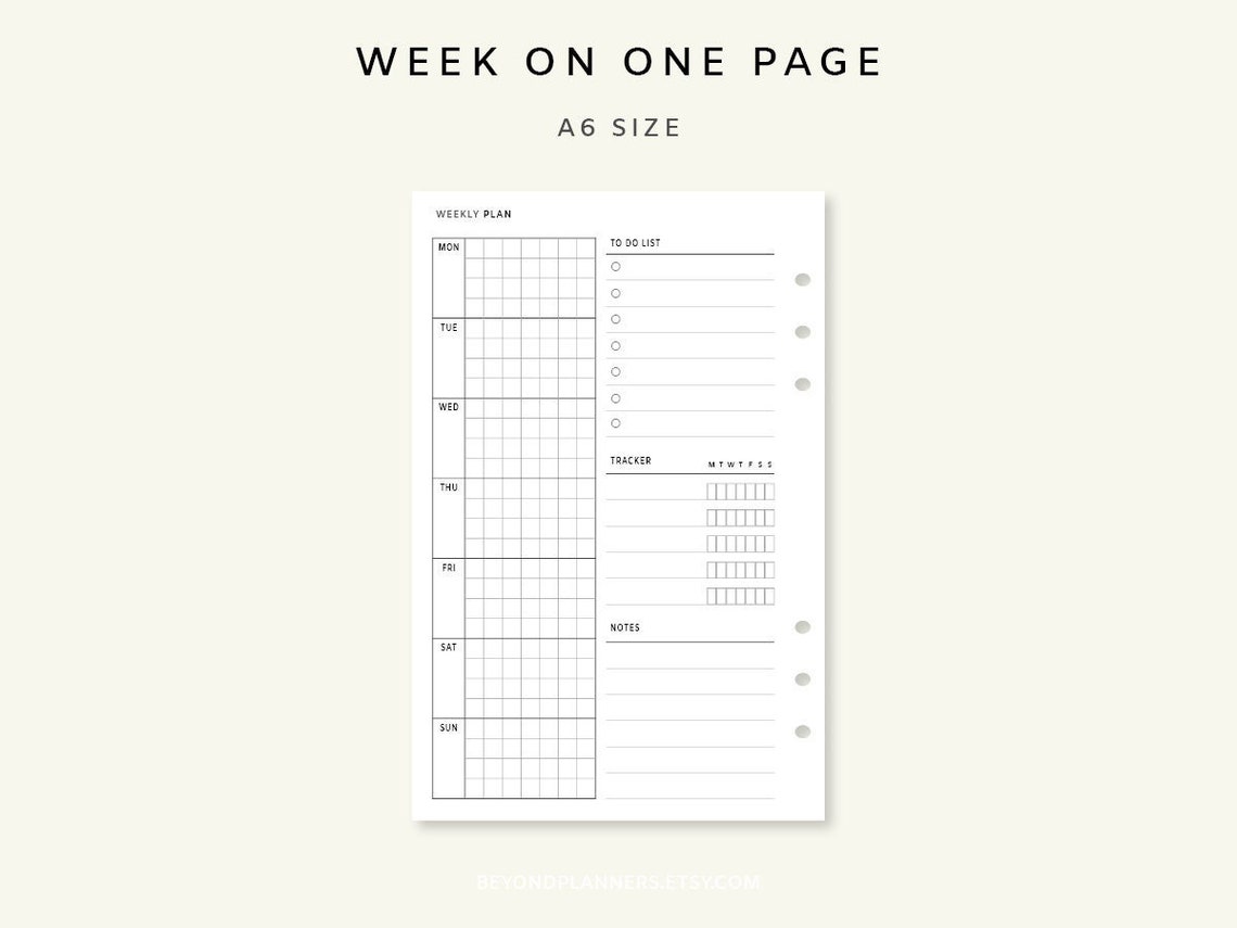 Weekly Planner Printable Week on One Page PDF Weekly Agenda Weekly ...
