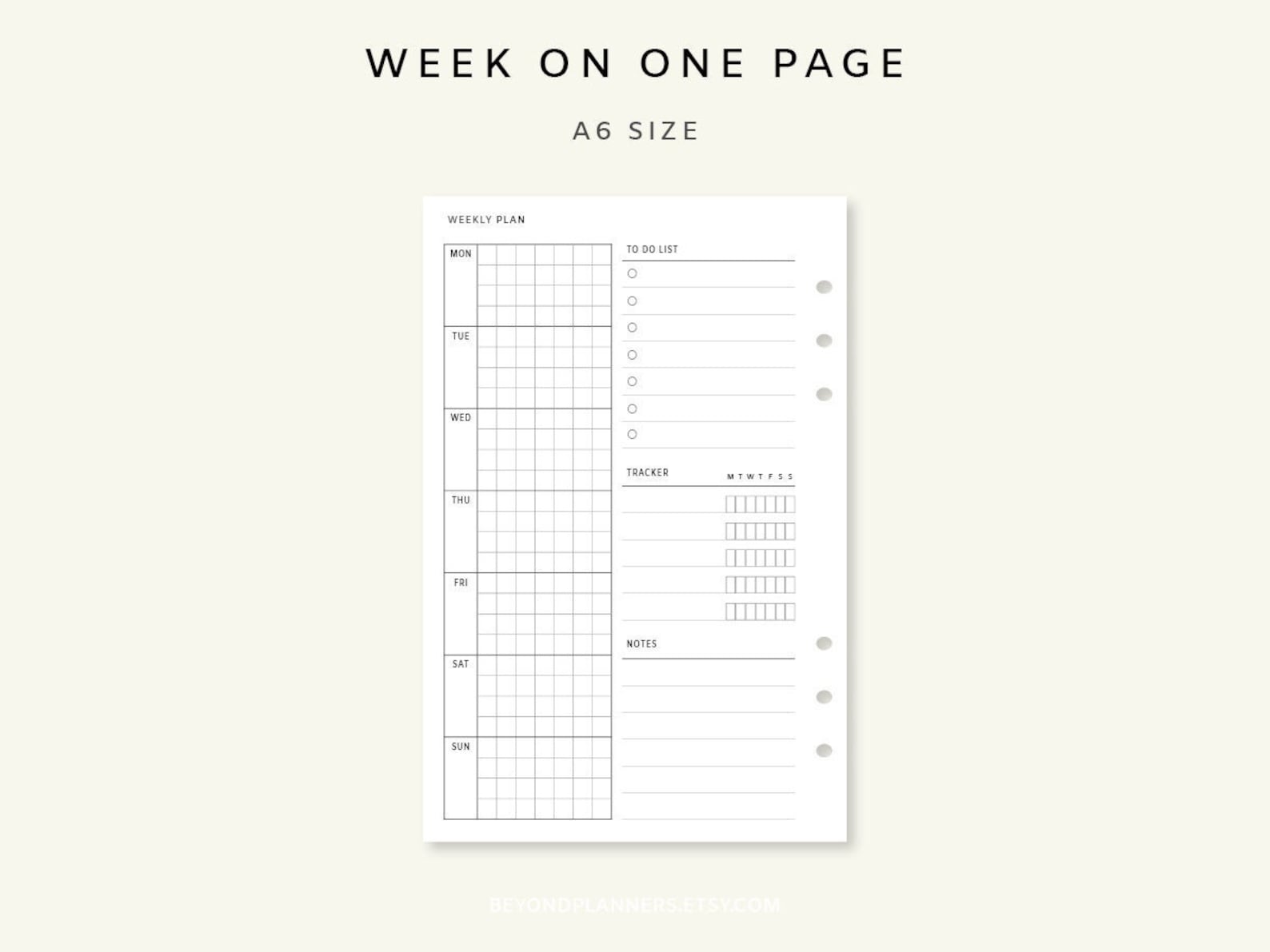 Weekly Planner Printable - Week on One Page PDF | Weekly Agenda ...