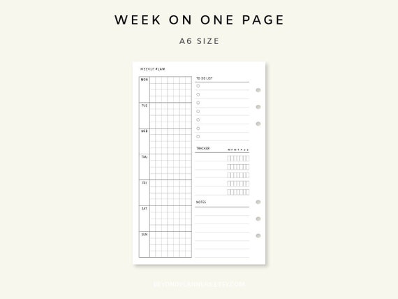 Weekly Planner Printable Week on One Page PDF Weekly - Etsy