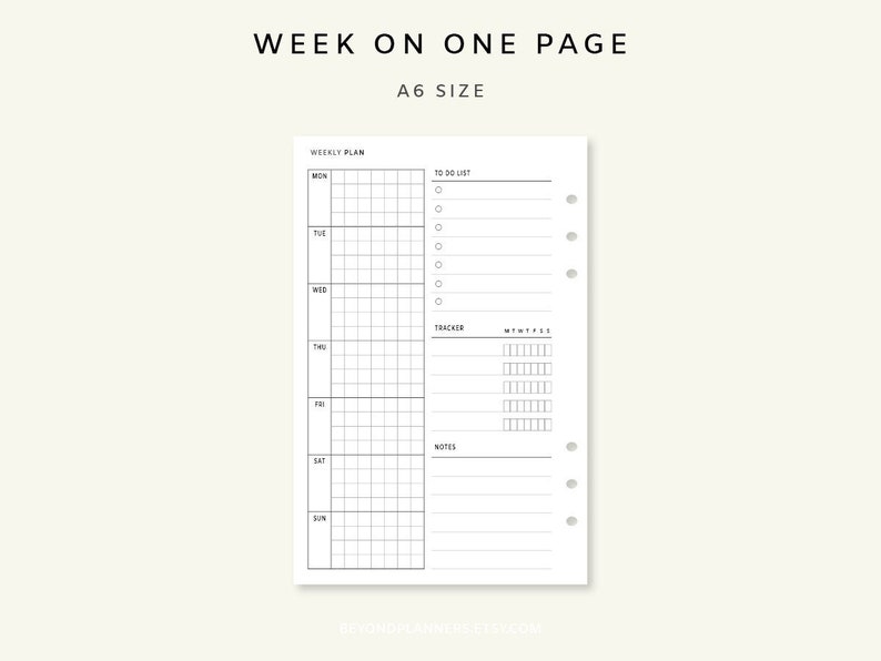 Weekly Planner Printable Week on One Page PDF Weekly Agenda Weekly ...