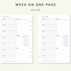 Weekly Planner Printable - Week on One Page PDF | Weekly Agenda ...