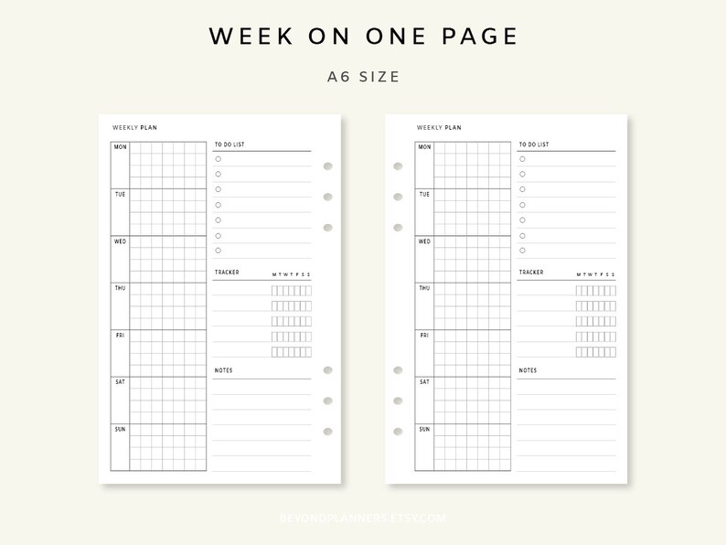 Weekly Planner Printable - Week on One Page PDF | Weekly Agenda ...