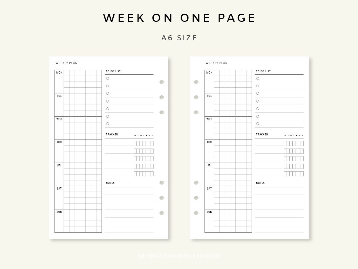 Weekly Planner Printable - Week on One Page PDF | Weekly Agenda ...