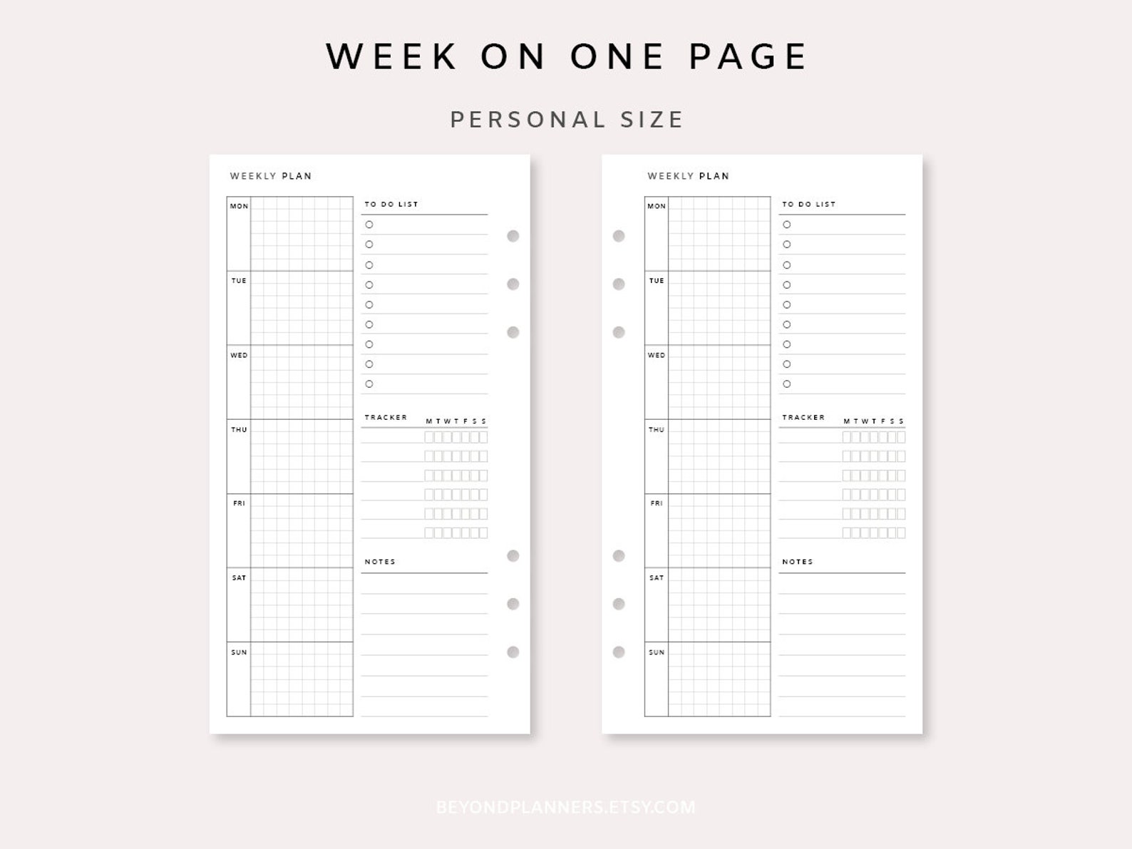 Weekly Planner Printable Personal Week on one page PDF | Etsy