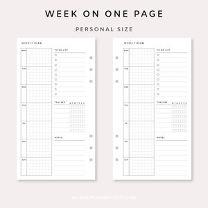 Weekly Planner Printable Personal Week on one page PDF | Etsy