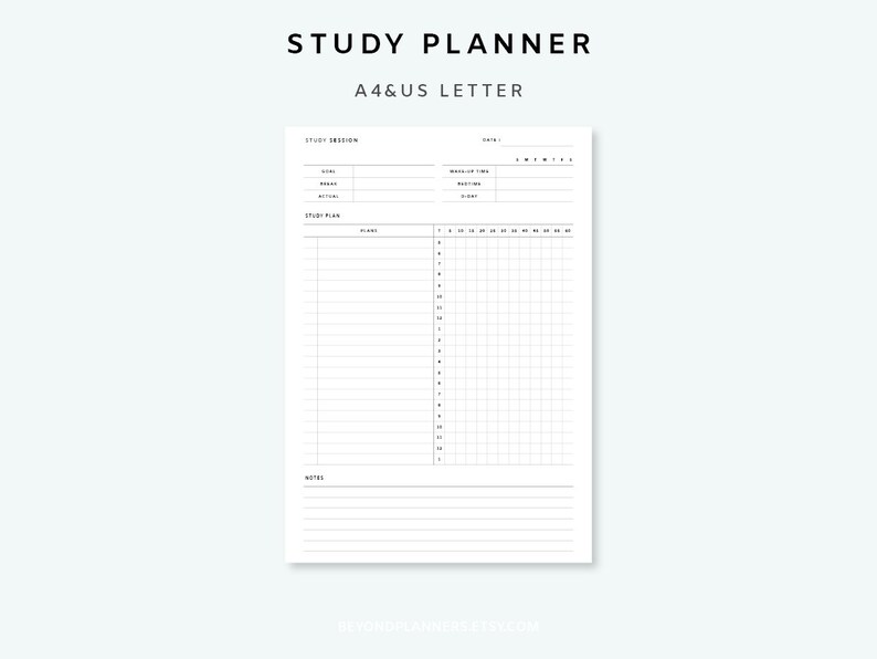 Study Planner Printable Insert Student Planner Study - Etsy
