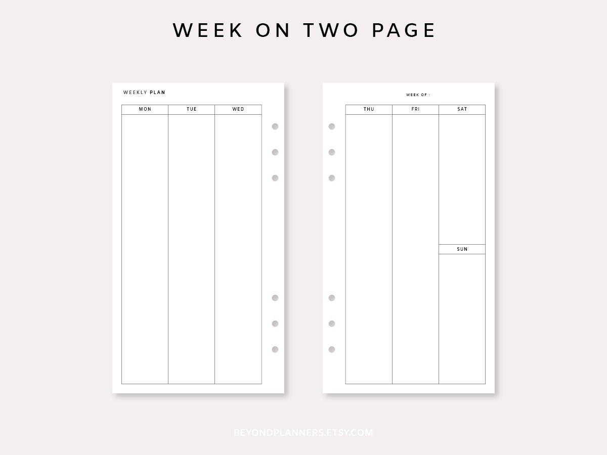 Weekly Planner Printable Personal - Week on Two Pages | Vertical Weekly ...