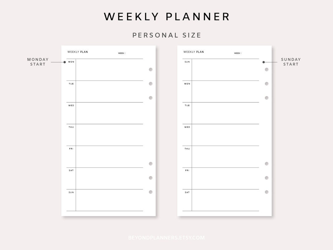 Weekly Planner Printable Week on Two Pages Weekly Planner - Etsy