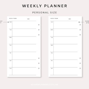 Weekly Planner Printable - Week on Two Pages | Weekly Planner Insert ...