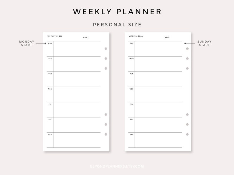 Weekly Planner Printable Week on Two Pages Weekly Planner - Etsy