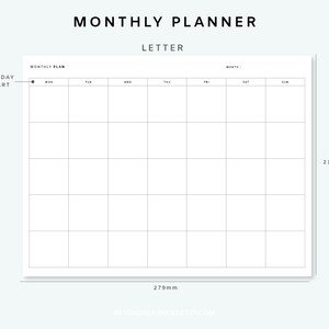 Month on One Page Undated - Monthly Planner Insert | Month on 1 Page ...