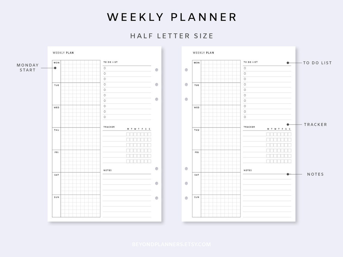 Weekly Planner Printable to Do List - Week on One Page | Weekly Agenda ...