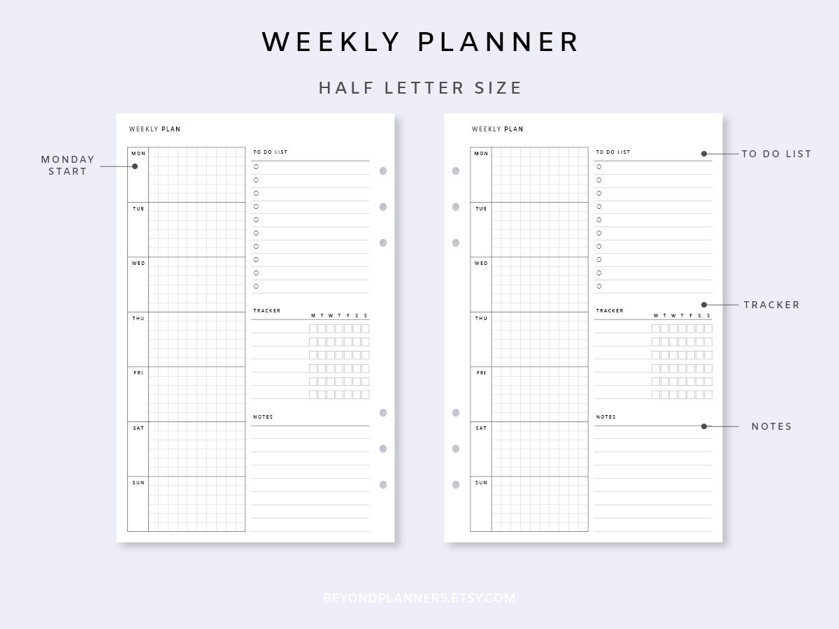 Weekly Planner Printable to Do List Week on One Page - Etsy