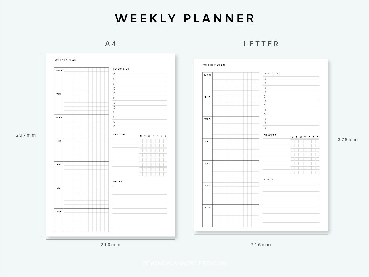 Weekly Planner Printable Week on One Page Weekly Agenda Weekly Tracker ...