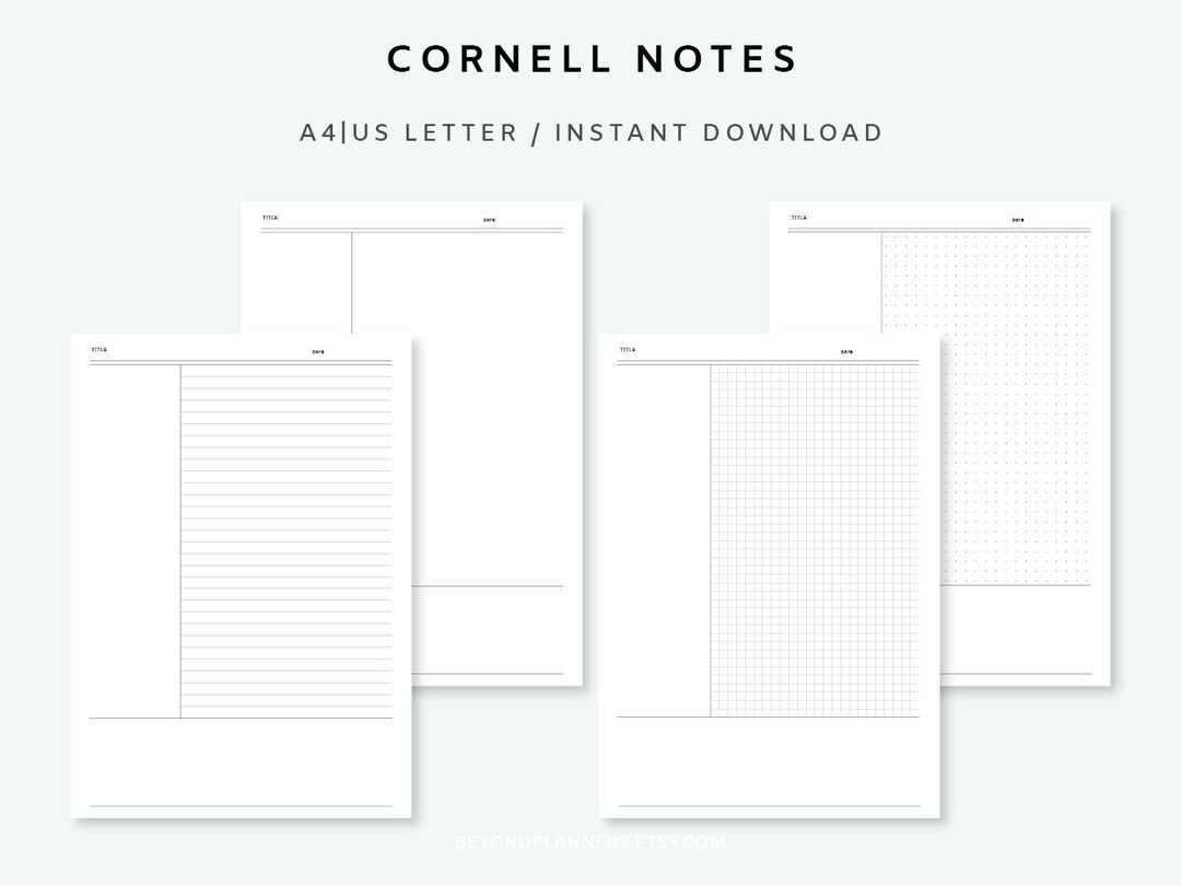 Cornell Notes Template Printable - A4,letter Size | Cornell Notes ...