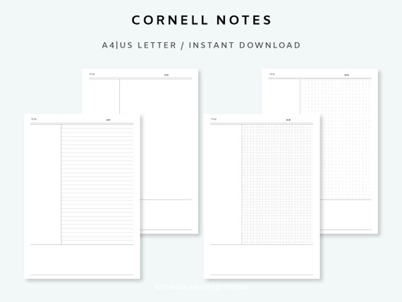 Cornell Notes Template Printable A4letter Size Cornell | Etsy