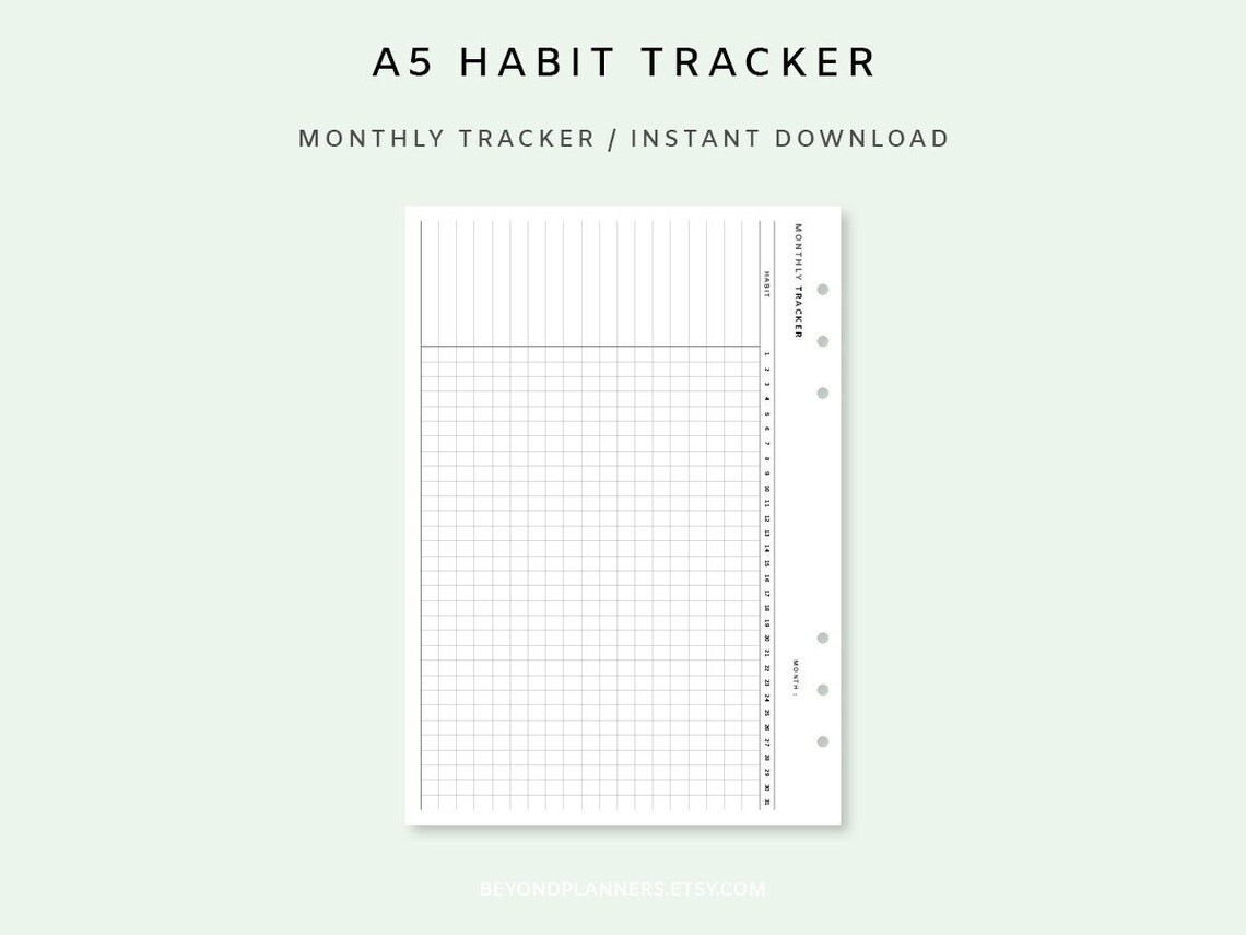 Monthly Habit Tracker Printable - Monthly Goal Tracker, Habit Tracker ...
