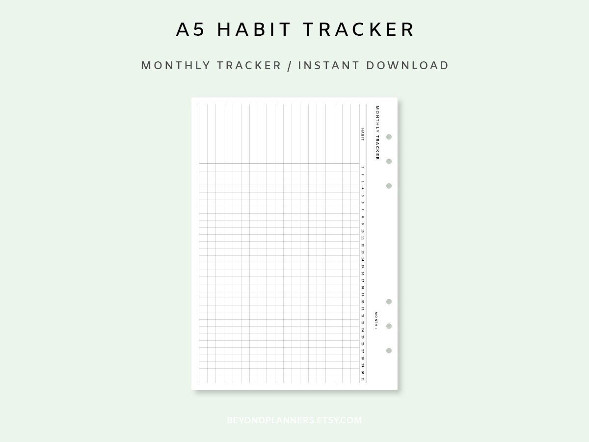 Monthly Habit Tracker Printable Monthly Goal Tracker Habit - Etsy