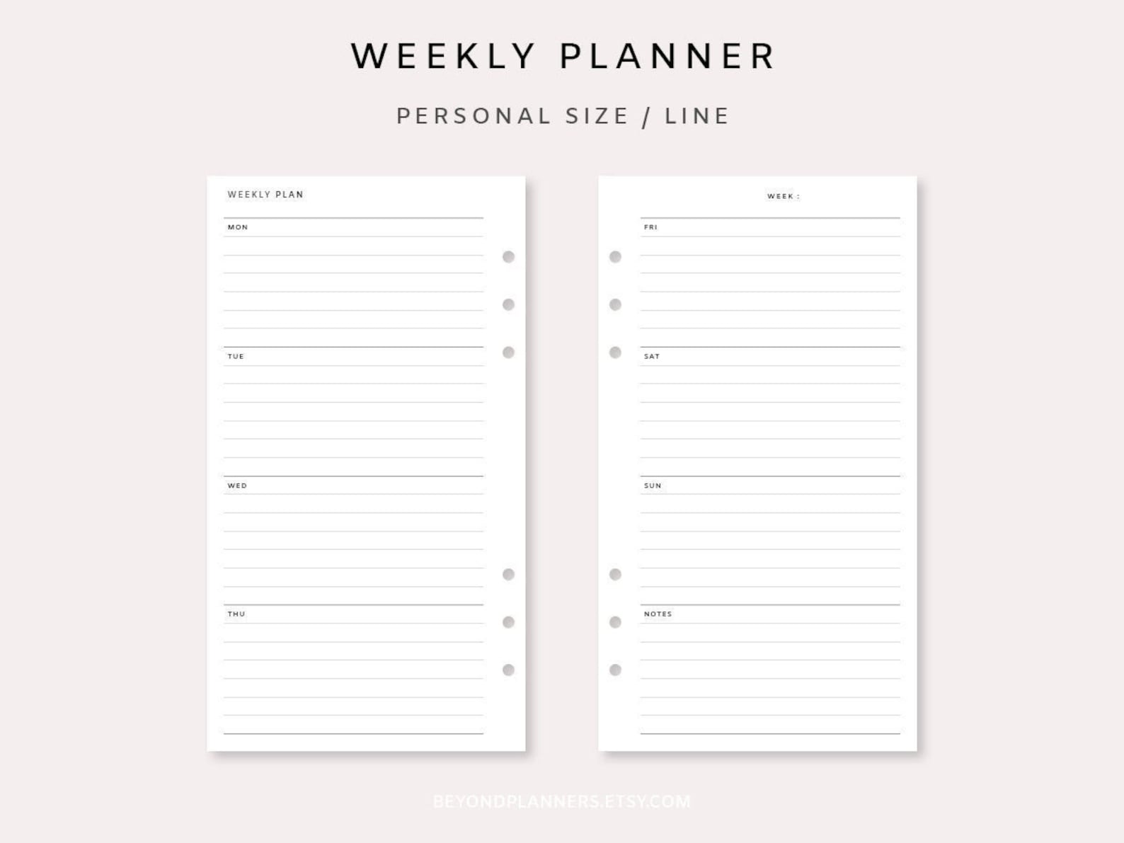 Weekly Planner Printable - Week on Two Pages | Weekly Planner Insert ...