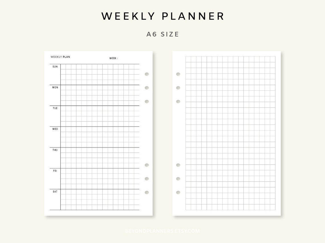 Week on One Page Printable Undated Weekly Planner PDF Weekly Printable ...