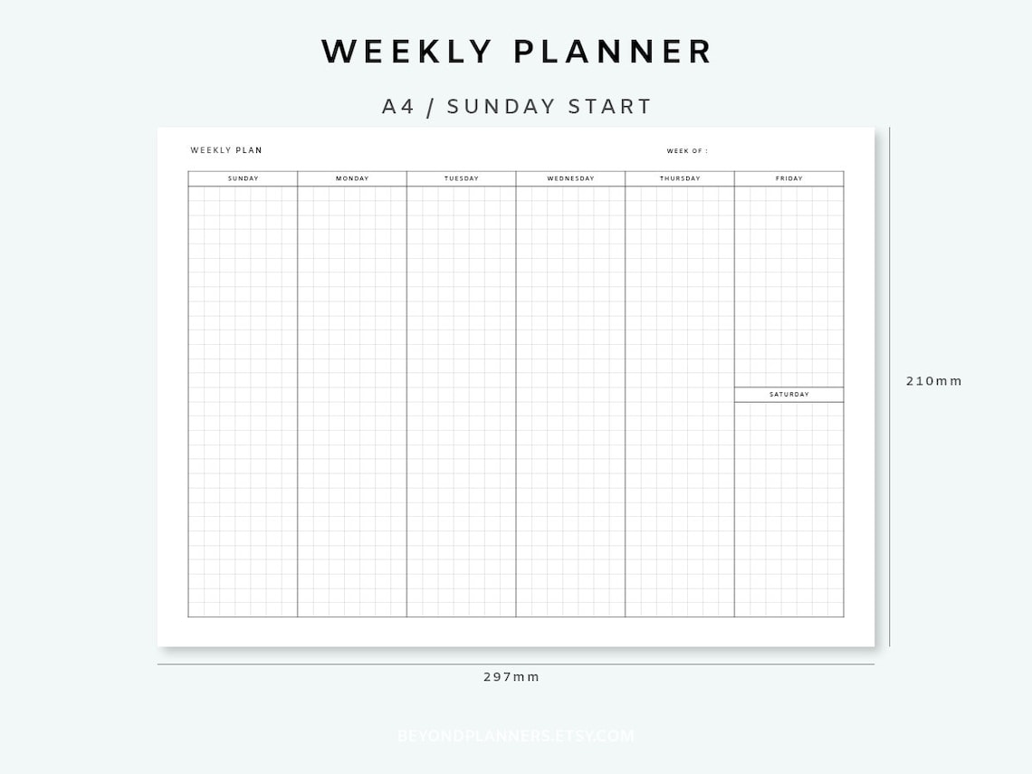 Weekly Planner Printable Horizontal Weekly Page Vertical Weekly Planner ...