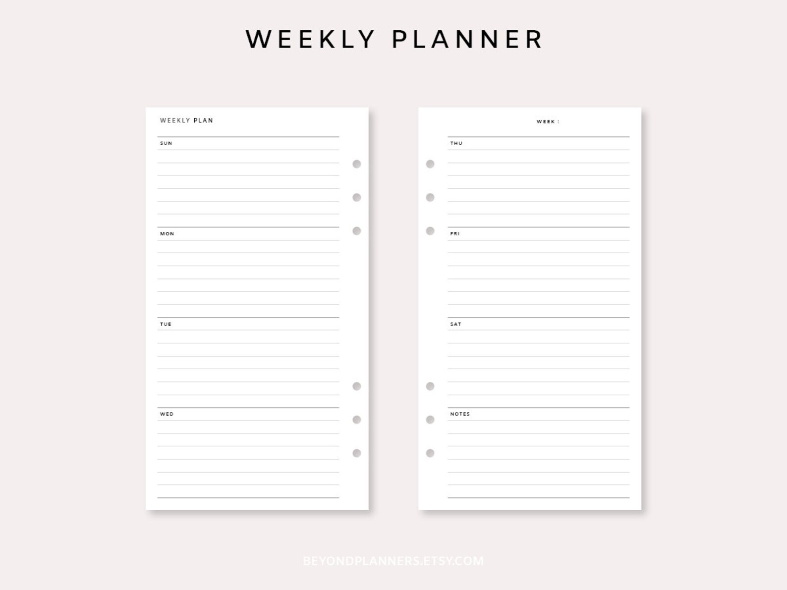 Weekly Planner Printable - Week on Two Pages | Weekly Planner Insert ...