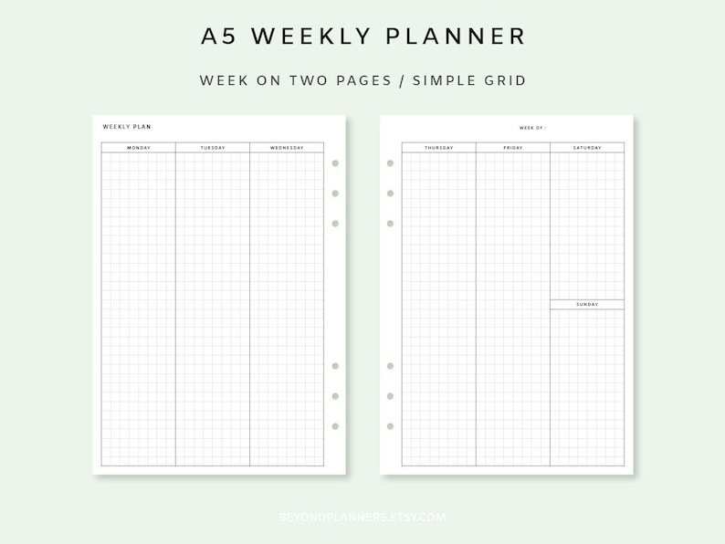 Weekly Planner Printable 2 Page - Week on Two Pages | Weekly Planner ...