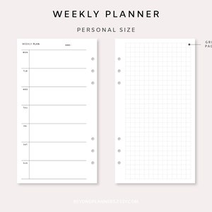 Weekly Planner Printable - Week on Two Pages | Weekly Planner Insert ...