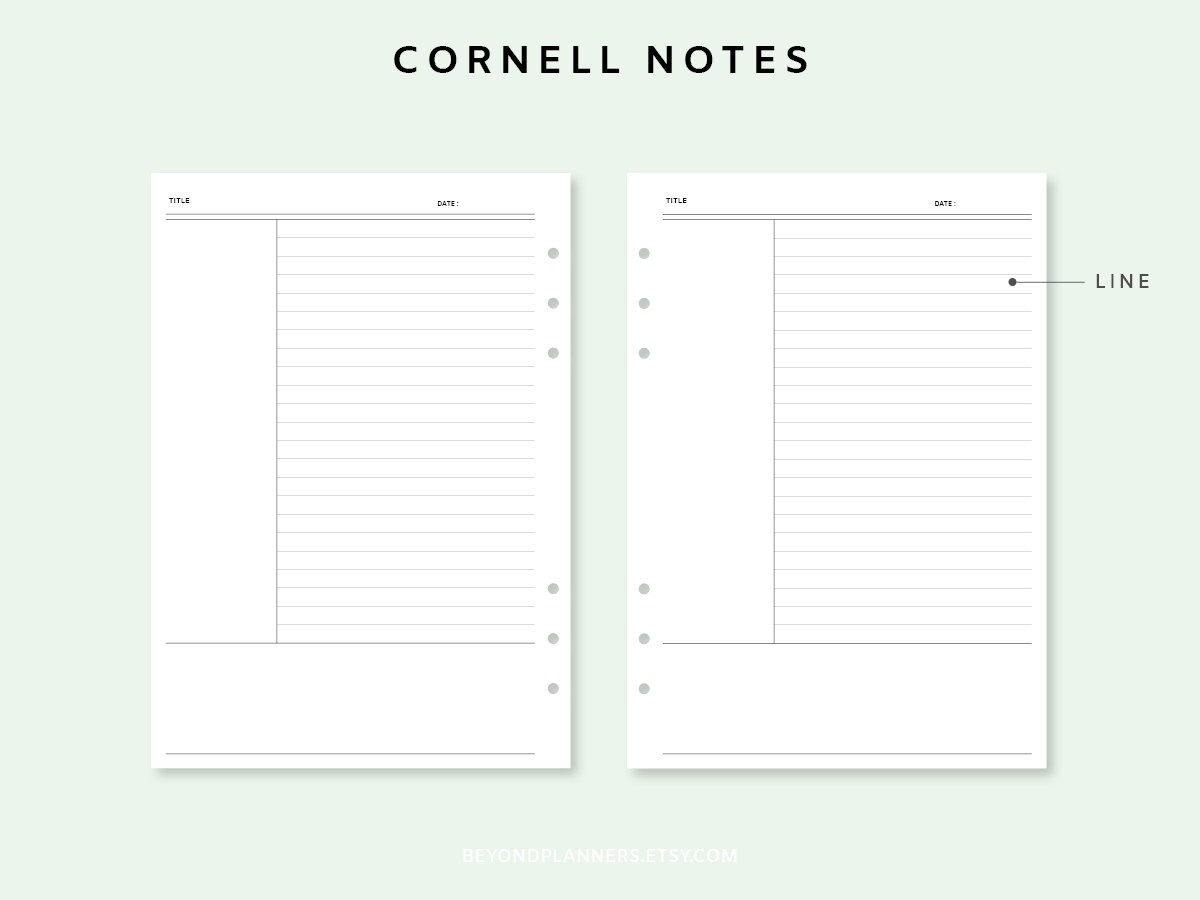 A5 Cornell Notes, Cornell Notes Printable, Note Template, Student Note ...