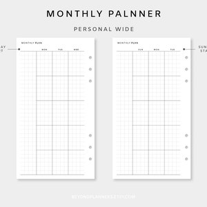 Monthly Planner Printable - Month on Two Pages | Undated Monthly ...