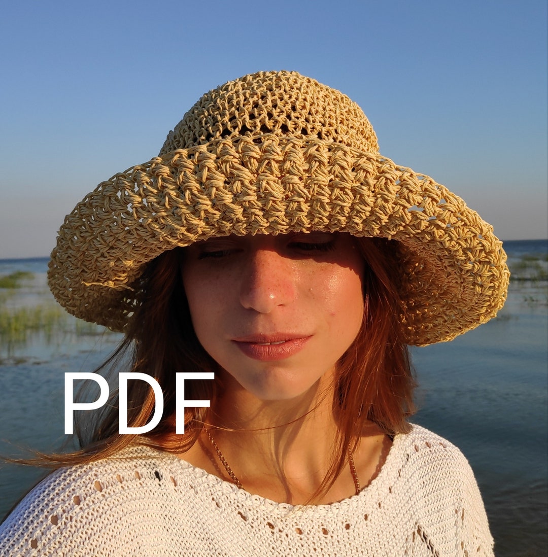 PDF Pattern, Schema Crochet, Raffia Hat, Boho Hat, Crochet Bucket Hats ...