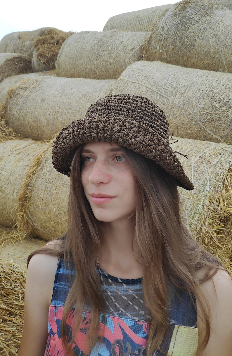 PDF Pattern, Schema Crochet, Raffia Hat, Boho Hat, Crochet Bucket Hats ...