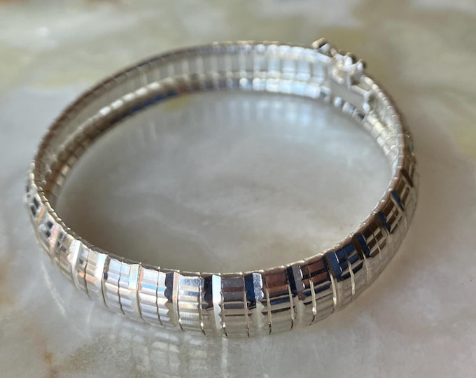 925 ITALY Sterling Silver MILOR 11mm Diamond-cut Omega Chain 7.25 ...